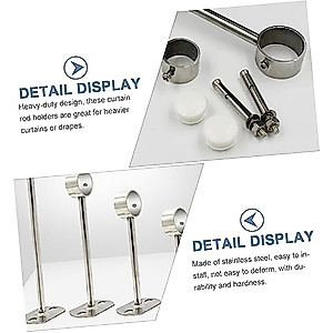 Operitacx 2pcs Pole Crane Curtain Rod Silver Heavy Duty Brackets Universal Socket Flange Rod Stainless Steel Closet Rod Closet Rod Support Universal Wall Mount Holder Shower Rods Holder Pole