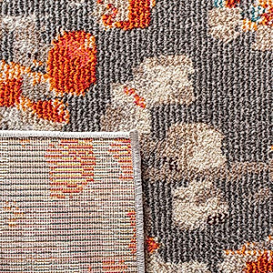 SAFAVIEH Madison Collection 8' x 10' Grey/Orange MAD425H Boho Abstract Distressed Non-Shedding Living Room Bedroom Dining Home Office Area Rug