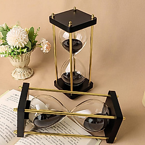 60 Minute Hourglass Timer,Rainbow Glass Hour Glass,Hourglass with Sand Timer for Gift,Hourglass Decor for Home, Desk,Office, Wedding Decor (Goldenrod Black)