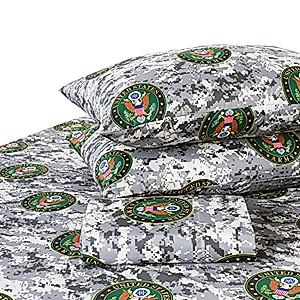 VISI-ONE US Army Camouflage Twin Sheet Set - 3 Piece Military Camo Bedding - Premium Microfiber Super Soft Plain Weave Fabric - Easy Care Machine Washable Army Bedding for Bedroom