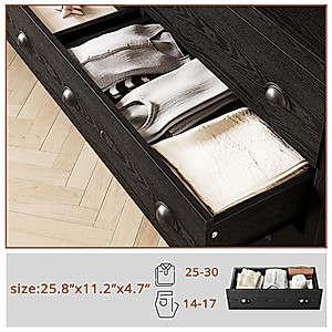 LIKIMIO Dresser for Bedroom 6 Drawer with Charging Station, TV Stand Storage Chest of Drawers for Living Room Hallway Entryway, MDF Board, Black