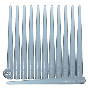 Hyoola Tall Taper Candles - 12 Inch Ice Blue Unscented Dripless Taper Candles - 10 Hour Burn Time - 12 Pack