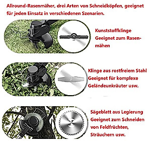 Cordless Lawn Mower and Edge Trimmer Lawn Mower Small Household Lawn Mower Weed Puller Brush Cutter Adjustable Blade 90° Adjustable Suitable for Farm Outdoor Garden Etc. abattery