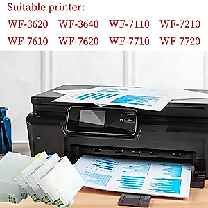 Replacement Refillable Ink Cartridges Compatible Sublimation Ink Cartridges for WF-7720 WF-7710 WF-7620 WF-7610 WF-7210 WF-7110 WF-3620 WF-3640,4Pcs Auto Reset Chips Reusable Empty Ink Cartridges Kit