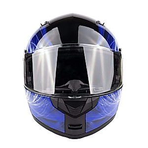 Typhoon TH158 Adult Modular Motorcycle Helmet DOT Dual Visor Full Face Flip-up - Blue Medium