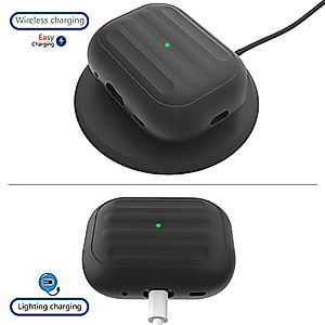 Anti-Lost Case for AirPods Pro (2nd Generation),one-Piece Design case,Wireless Charging, LED Visible,Lanyard Included. (Black)