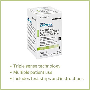 McKesson TRUE METRIX Professional Monitoring Blood Glucose Test Stripes, 50 Strips, 1 Pack
