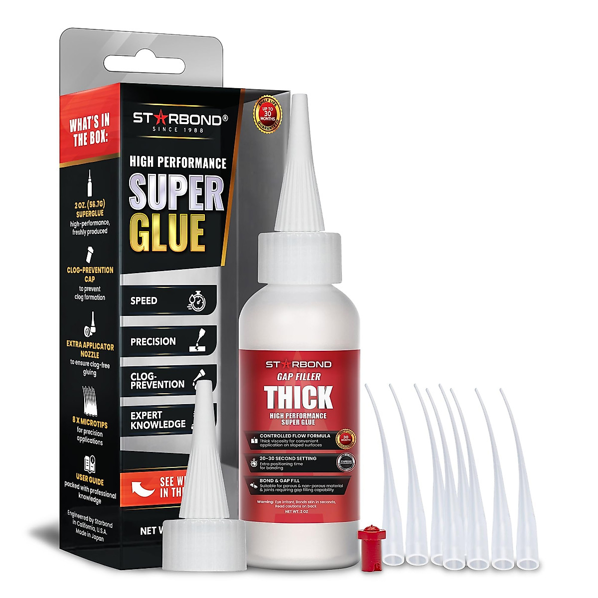Premium Grade Cyanoacrylate (CA) Super Glue by STARBOND"Gap Filler" Thick 2000 CPS Viscosity Adhesive for Carpentry, Woodworking, Hobby Models, Archery Fletching (Thick, 2 Ounce)