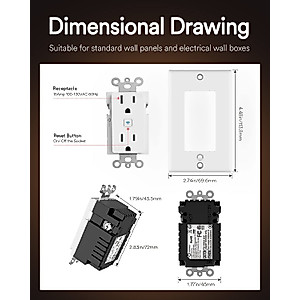 Smart WiFi in-Wall Outlet 15 Amp Tamper Resistant Split Duplex Receptacle - 2 Plugs, Compatible with Alexa, Google Home (No Hub Required)