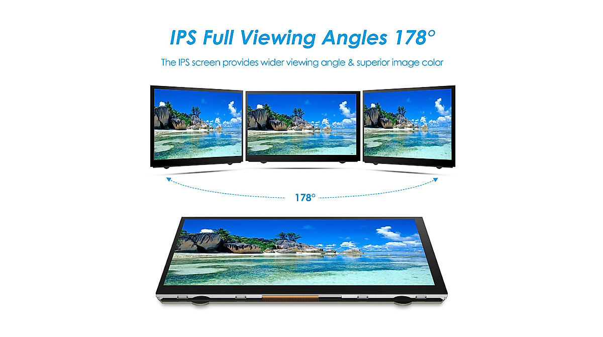 HMTECH 7" Raspberry Pi & HDMI Portable Monitor IPS Display