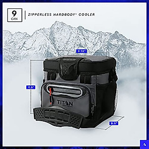 Arctic Zone Titan Deep Freeze Cooler - 9 Can Zipperless Hardbody Cooler - Deep Freeze Insulation, HardBody Liner, and SmartShelf