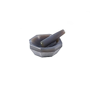 LAB4US Agate Mortar and Pestle Set ID 65mm Natural Agate Grinder for Lab Grinding Polished Brazilian Agate Internal Diameter 65mm, External Diameter 80mm; Depth 16mm; Hardness 7-7.2(65mm)
