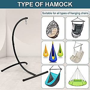 Homgava Hammock Chair Stands Hanging Hammock Stands,C Stand for Swing Chair Heavy Duty Steel Egg Chair Stand Only,Maximum Weight 330lbs Capacity Indoor/Outdoor…