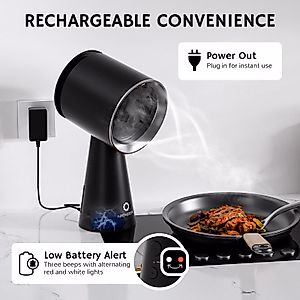 Airthereal Rechargable Portable Range Hood, Desktop Range Hood with Battery Powered, 3-Fan Speeds and Large Oil Collection Cup, Upgraded Portable Kitchen Exhaust Fan for RV Cooking, RH180B Black