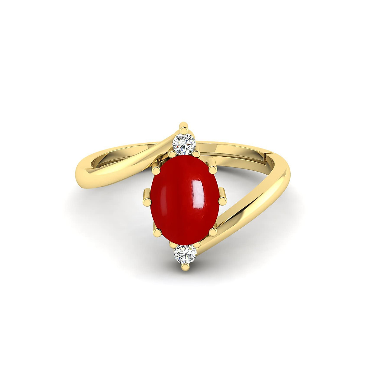SirDaksh 5.00 Carat Natural Red Moonga Coral Ring For Women And Men