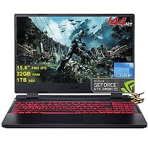 acer Nitro 5 Gaming Laptop 15.6" FHD IPS 144Hz Display 12th Generation Intel 12-Core i5-12500H (Beat i7-11800H) 32GB RAM 1TB SSD GeForce RTX 3050 4GB Backlit Thunderbolt USB-C Win11 + HDMI Cable