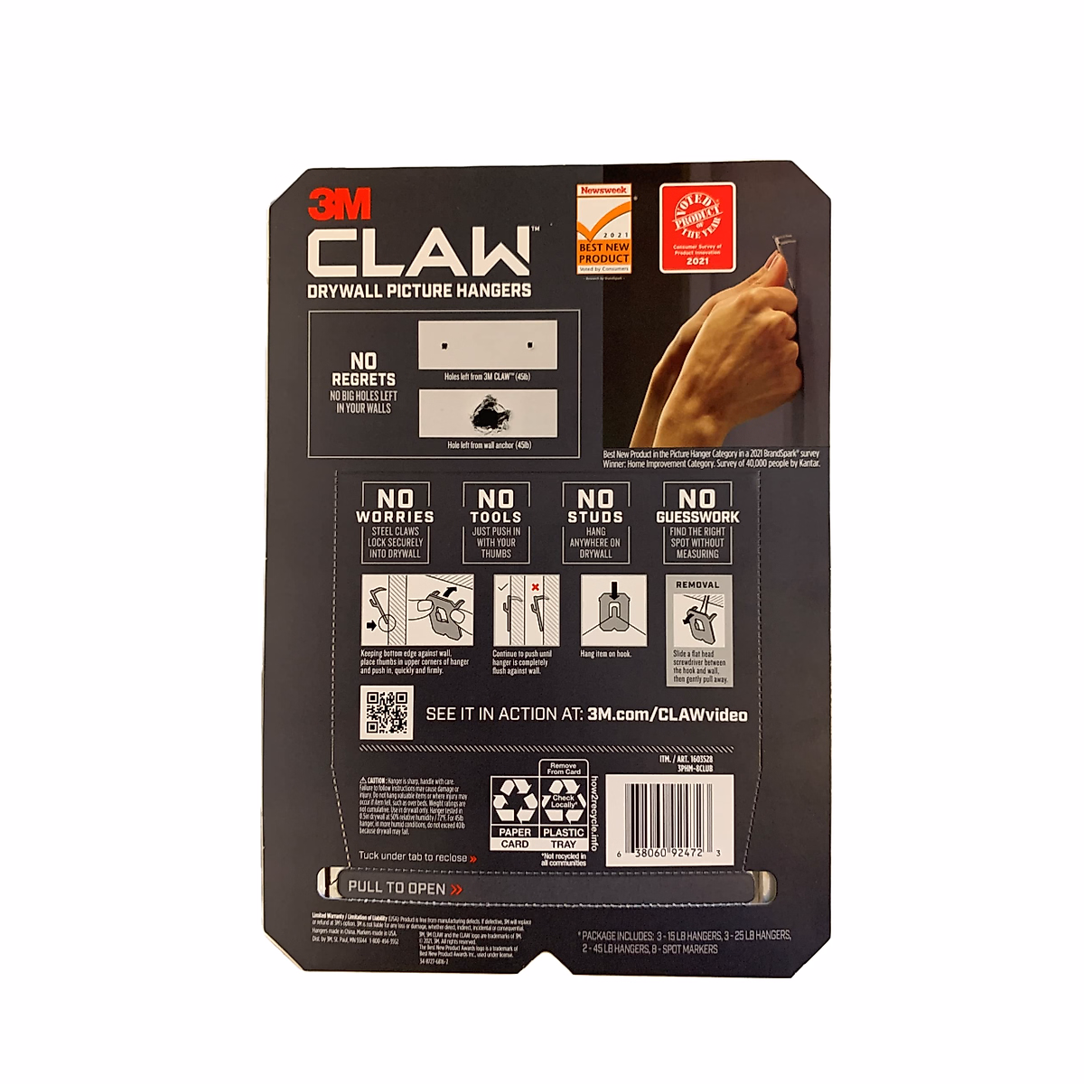 3M Claw Drywall Picture Hangers, 8 Hangers