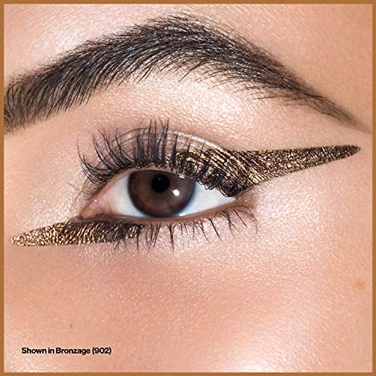 Revlon So Fierce! Chrome Ink Liquid Eyeliner, Longlasting Bold Metallic Pen Liner with Dip Ink Cap for Pearl, Shimmer Blend, 902 Bronzage, 0.03 oz.