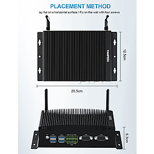 FANPEEC Core i5 8260U Fanless PC Windows 11 Pro Mini PC 8GB RAM 128GB SSD, Industrial PC 4K HD+HD+DP, WiFi 5, BT 4.2, GPIO, 2xGigabit LAN, Desktop PC Wake On LAN, Mini Computer