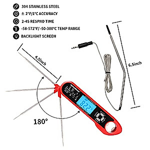 MEASUREMAN Digital Meat-Thermometer Instant-Read Food Temperature-Probe - with Magnet Calibration Thermometer Waterproof for Kitchen Cooking Grill BBQ Oven Candy