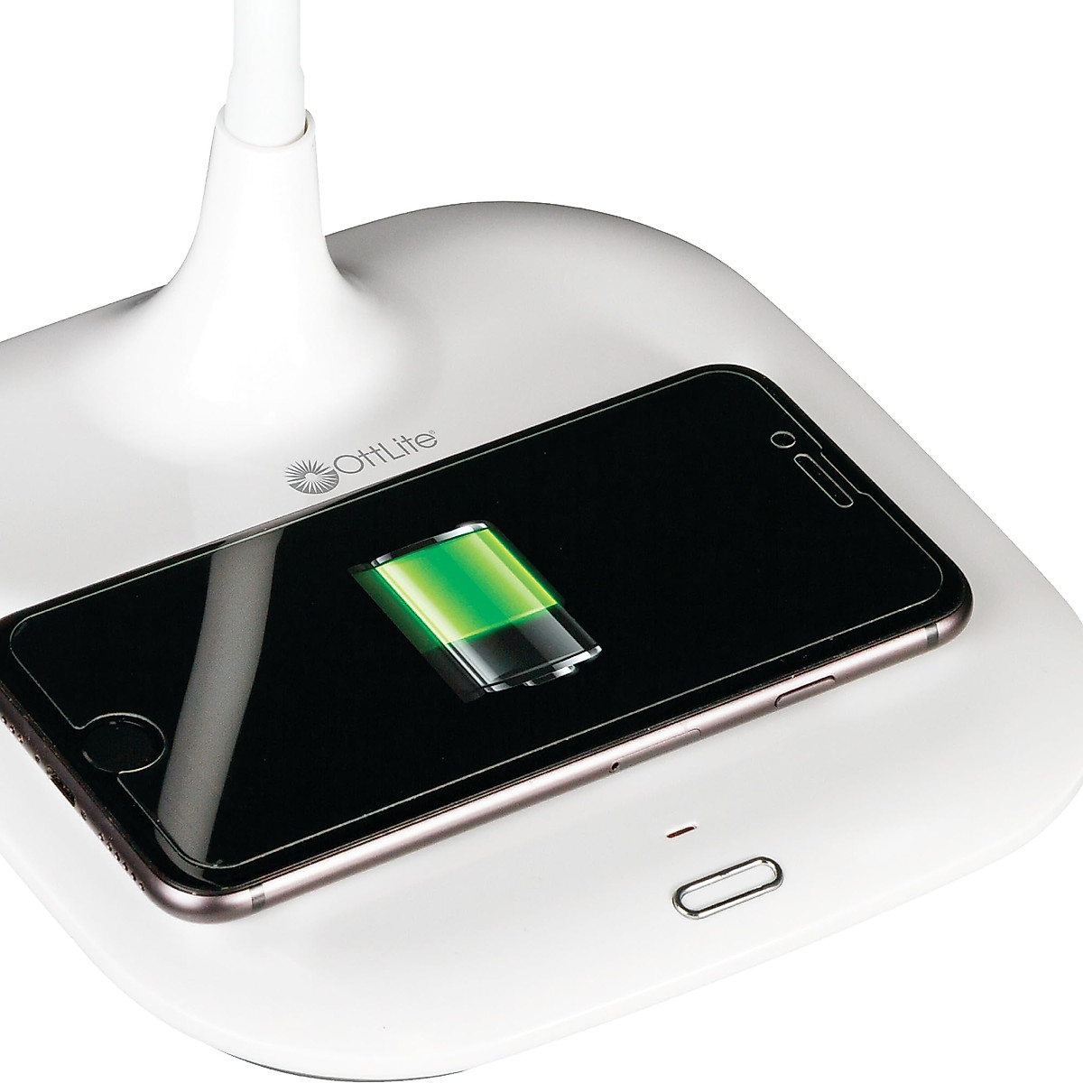 OttLite LED Desk Lamp with Wireless Charging, Prevention Designed to Reduce Eyestrain - Adjustable Flexible Neck, 3 Color Modes & Touch Controls - Crafting, Office Work, Reading & Studying