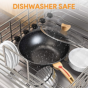 ITSMILLERS Chinese Wok Die-casting Nonstick Wok Scratch Resistant With Lid and Spatula, PFOA-Free,Dishwasher Safe & Induction Bottom 12.5 Inch,6L