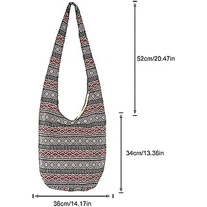 Bohemian Prints Women Messenger Bag, Ethnic Style Hippie Hobo Bag, canvas Shoulder Crossbody Bag, Shoulder Bag for vacations, camping, school, shopping, beach, etc -D