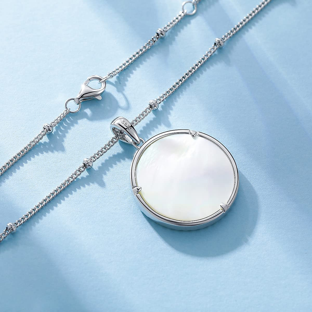 AGVANA Sterling Silver March Birth Flower Daffodil Pendant Necklace for Women Mother of Pearl Jewelry Anniversary Birthday Gifts for Women Mom Wife Her