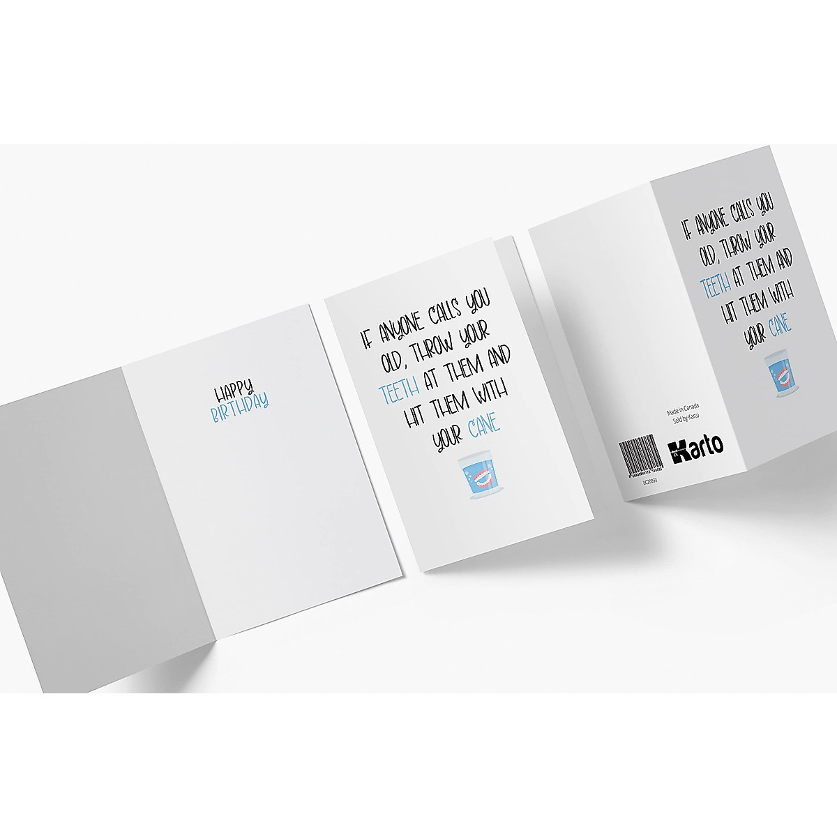 Karto Funny Birthday Card For Friend, Large 5.5 x 8.5 Happy Birthday Card For Husband, Birthday Card For Brother - Birthday Card For Sister, Mom, Dad - Teeth