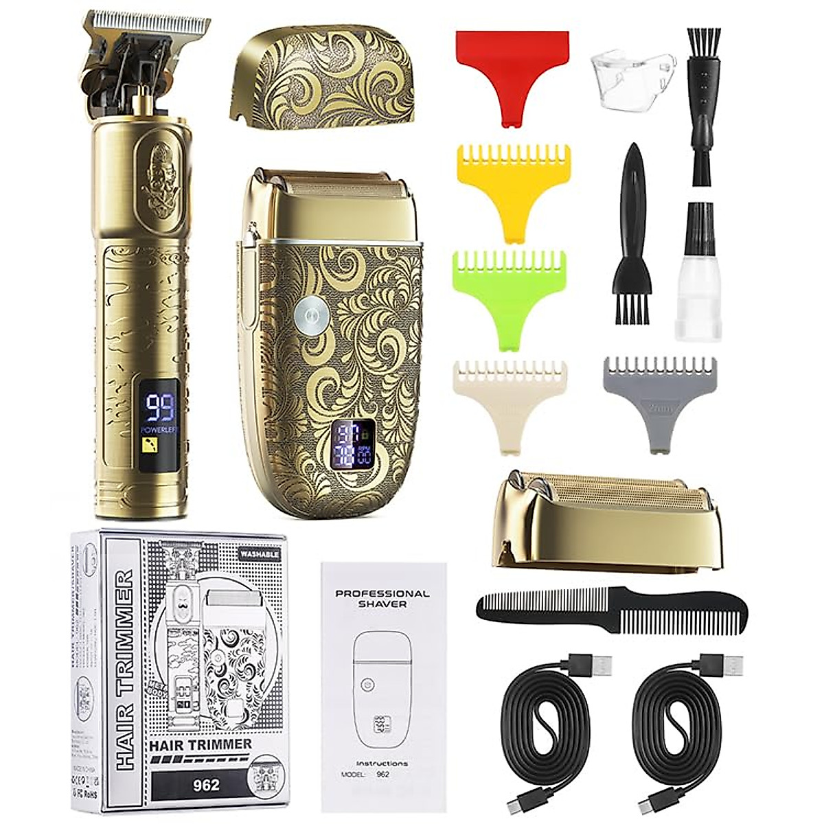 Bestauty Men's Foil Shavers - Electric Hair Clipper Hair Trimmer Beard Razor Shaver Kit with 4 Guide Combs, USB Rechargeable Haircut and Beard Shaving Kit for Salon, Barbers and Home Use