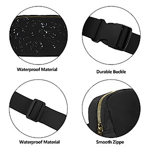 VKIOIP Unisex Fanny Pack Waist Belt Bag with Adjustable Strap,Hands Free Crossbody Fanny Bag with Zipper for Woman and Man,for Hiking,Running,Sports Gifts(Black)