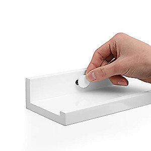 SONGMICS Floating Shelves Set of 2, Wall Shelves Ledge 31.5 x 3.9 Inches with Front Edge, for Picture Frames, Books, Spice Jars, Living Room, Bathroom, Kitchen, Easy Assembly, White ULWS080W01