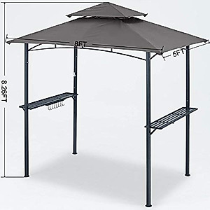 MASTERCANOPY  8 x 5 Grill Gazebo Outdoor BBQ Gazebo Canopy with 2 LED Lights (Gray)