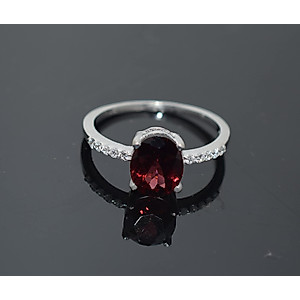 Women's Beautiful Natural Genuine Garnet Gemstone Designer Ring 925 Sterling Silver Faceted Garnet, January Birthstone, Boho Hippie Ring For Wedding/Marriage/Fastival/Annyversary (Size:-13)