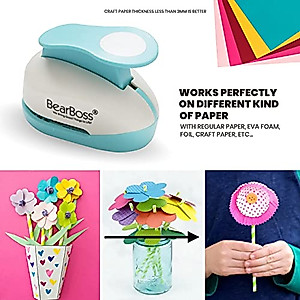 BearBoss 5 Circle Paper Punch, Handmade Scrapbook Paper Puncher, Different Size of Scrapbooking Punches Crafting Designs for Office Supplies, Card Making, DIY Albums Photos, Classic White