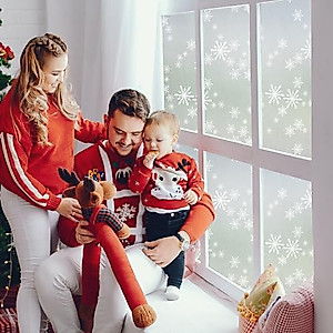 Beautyhero Christmas Snowflakes Decorations Window Privacy Film, Frosted Glass Window Film, Window Clings Static Cling for Home Bathroom Rental Decor 17.7 x 78.7 Inch