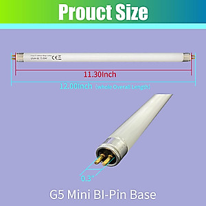 Celiwace 4 Pack T5 8 Watt F8T5 BL Black Light Bulb BL368 365nm WS108 Replacement Fluorescent Tube 12 inch