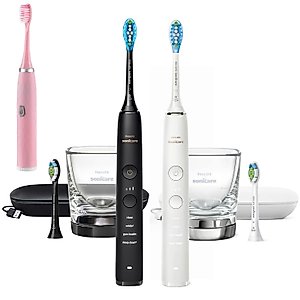 PHILIPS Sonicare DiamondClean 9000 Connected Rechargeable Electric Power Toothbrush, 2-Pack, Black + White - Bluetooth, 3 Intensities, 2 Weeks Operating time - BROAG Random Color Electric Toothbrush