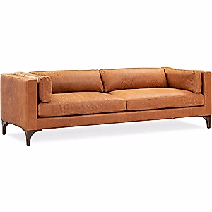 POLY & BARK Argan Sofa in Full-Grain Pure-Aniline Italian Leather, Cognac Tan