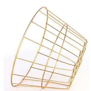 LSM Set of 2 Essentials Round Gold Iron Baskets, 7.875x4.75 in. Bundle with Oggetto