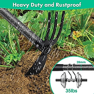 Garden Hoe and Cultivator, 31” Long Heavy Duty Hand Hoe with Tiller,2 Section Handle, Carbon Steel Blade, Cultivator Hoe Garden Tool for Loosening Soil, Digging