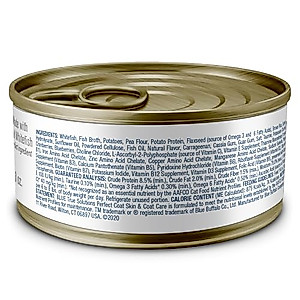 Blue Buffalo True Solutions Adult Wet Cat Food Multi-Pack, Perfect Skin & Coat, Made with Natural Ingredients, Whitefish, 3-oz. Cans (24 Count)