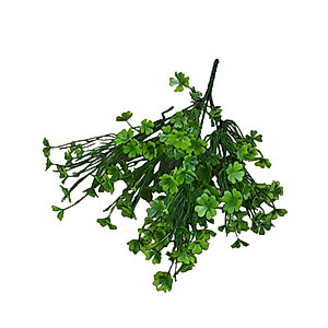 Artificial Clover Bushes Fake Plastic Greenery Plant Artificial Landscaping Shrubs Flowers Filler for Party Wedding Indoor Outside Office (Green)