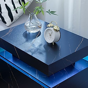 Bedroom Nightstand LED Night Stand Bedside Table with Drawers Modern End Tables for Bedroom Blue