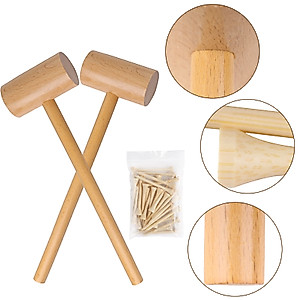 Waenerec Wooden Mallet Hammering & Pounding Toys Set Simulation Wooden Hammer Toddler Fake Hammer Portable Montessori Toy Hammer and Nails for Kids