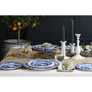 Spode Blue Italian 5-Piece Place Setting | Dinner Plate, Salad Plate, Bread & Butter Plate, Teacup and Saucer | Dishwasher Safe | Made in England from Fine Earthenware