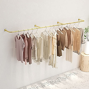 VejiA Clothing Rail,Heavy-Duty Commercial Grade Clothes Rail,Clothing Store Display Rack,Wall-Mounted Hanger Clothing Garment Stor