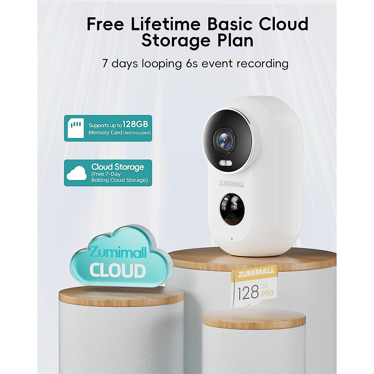 ZUMIMALL 2K Solar Camera Security Outdoor, Solar Powered Battery Operated Wireless FHD Outside Surveillance Camera for Home Security, Night Vision, PIR Motion Detection, IP66 Waterproof, 2.4G WiFi