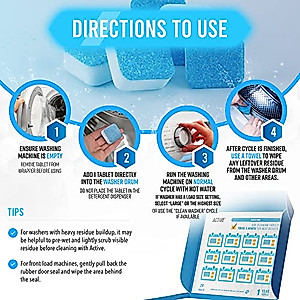 Washing Machine Cleaner Descaler 24 Pack - Deep Cleaning Tablets For HE Front Loader & Top Load Washer, Septic Safe Eco-Friendly Deodorizer, Clean Inside Drum and Laundry Tub Seal - 12 Month Supply