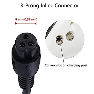 EVAPLUS 42V Charger PowerFast 3-Prong Inline Connector for 36V Pocket Mod, Sports Mod Lithium Battery, Battery Charger for Electric Scooter